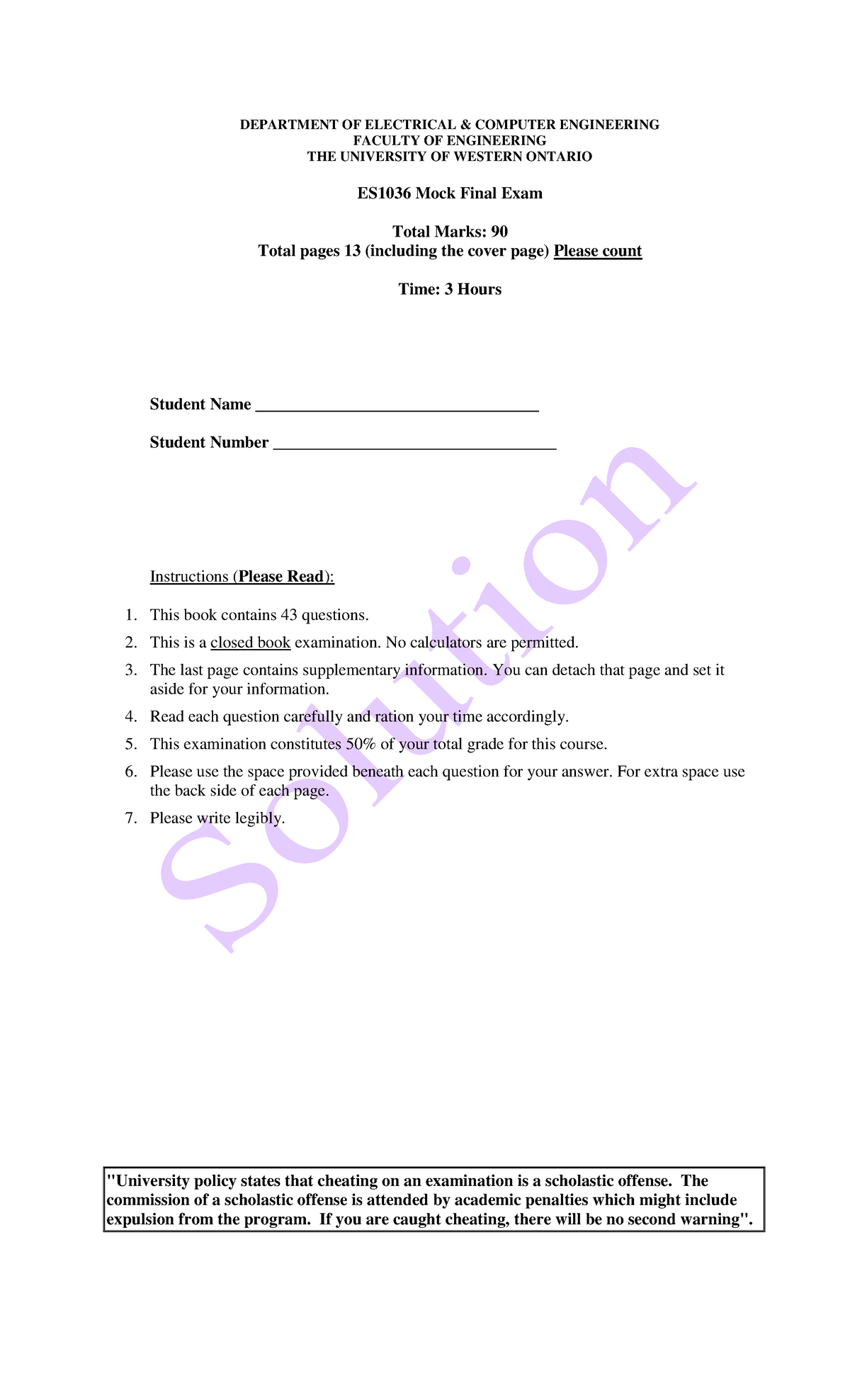 ES1036 Mock Final Exam Solutions - Practice 2019 - Studocu