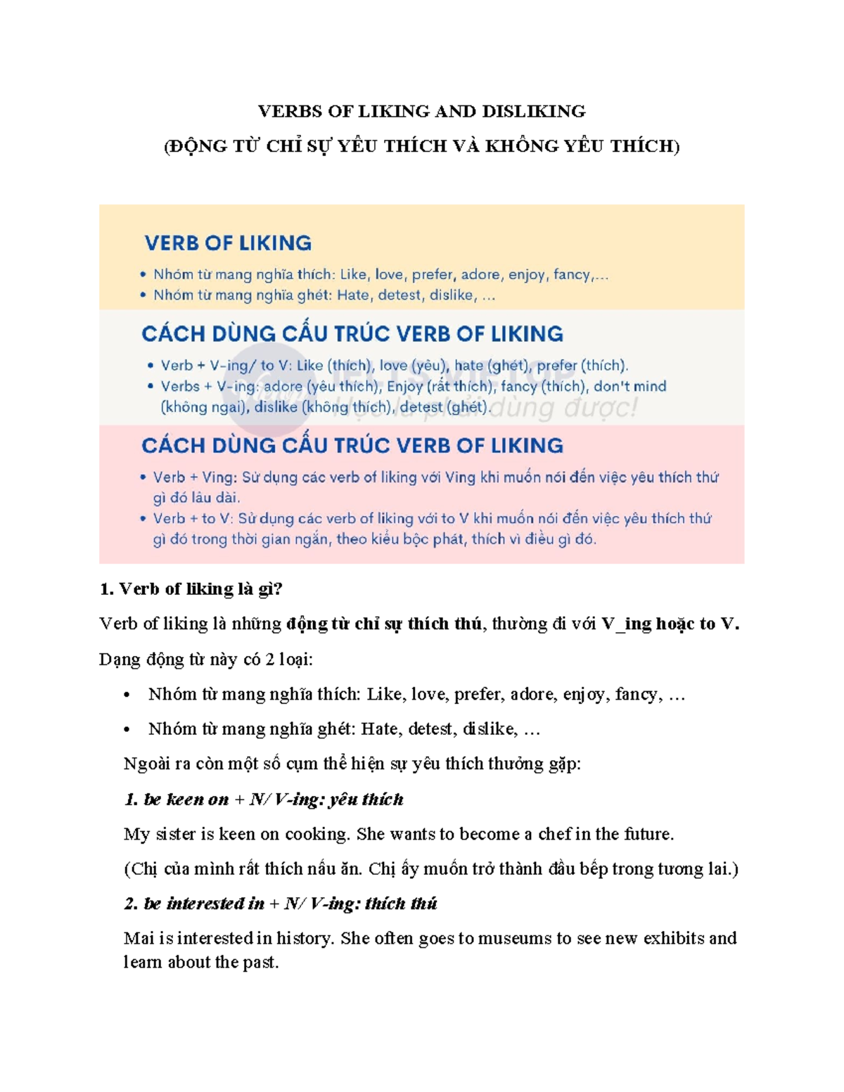 Verbs of Liking and Disliking: Usage & Exercises (ENG 101) - Studocu