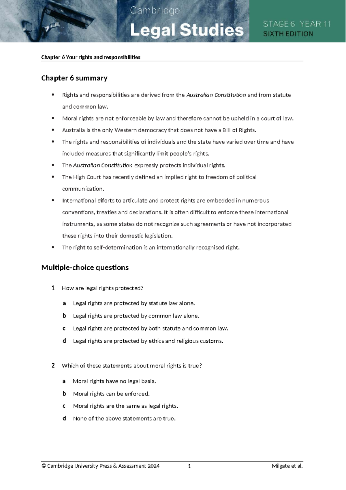 Legal 116ed Chapter 6 Summary: Rights and Responsibilities Overview ...