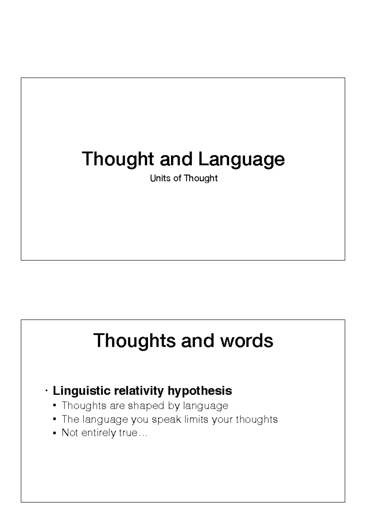 Thought and Language: Units of Thought - Section 1 Slides - Studocu