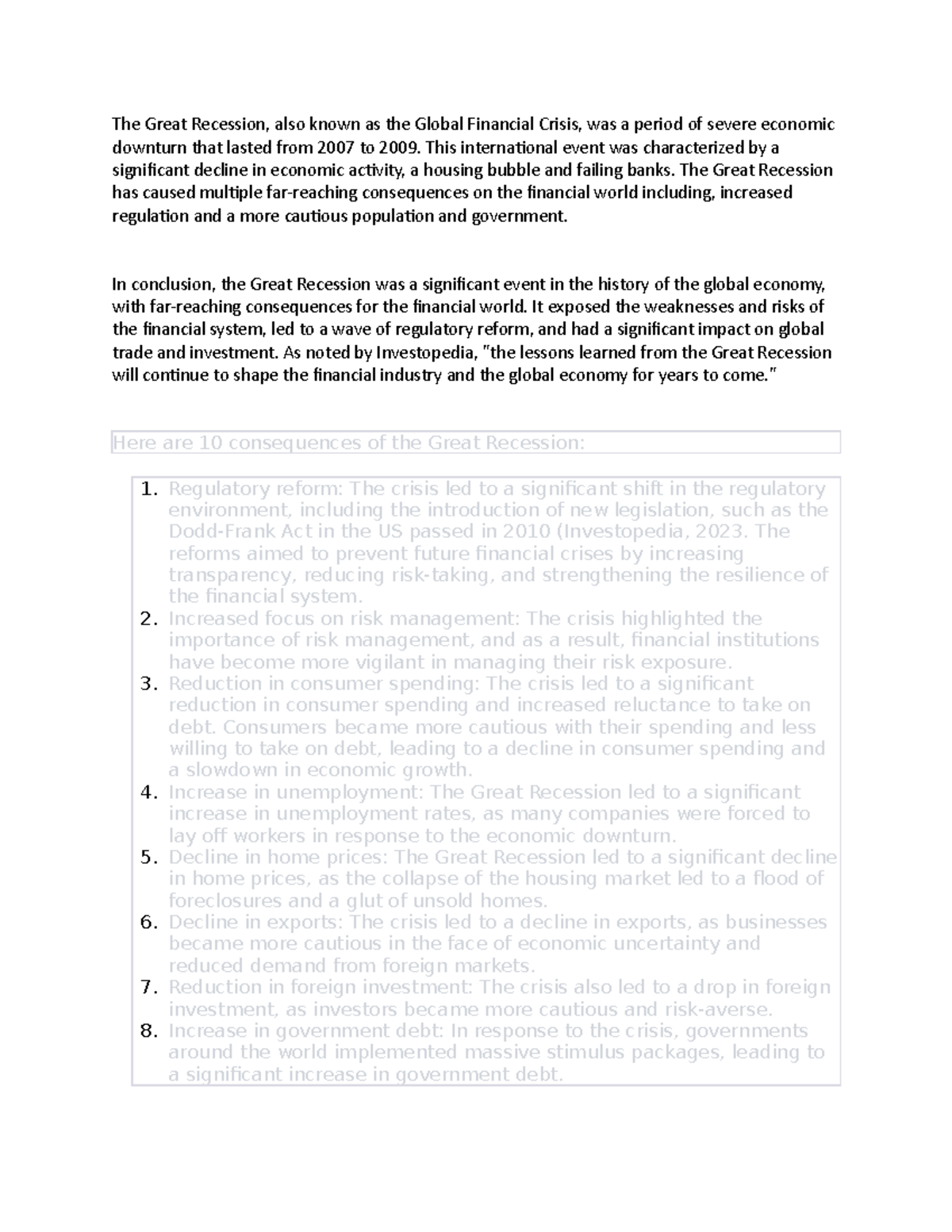 ECN 201: Research Essay on The Great Recession's Impacts - Studocu