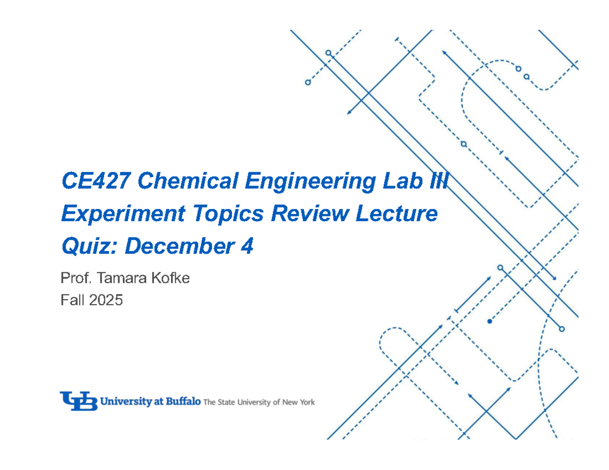CE427 Chemical Engineering Lab III Experiment Topics Review - Studocu