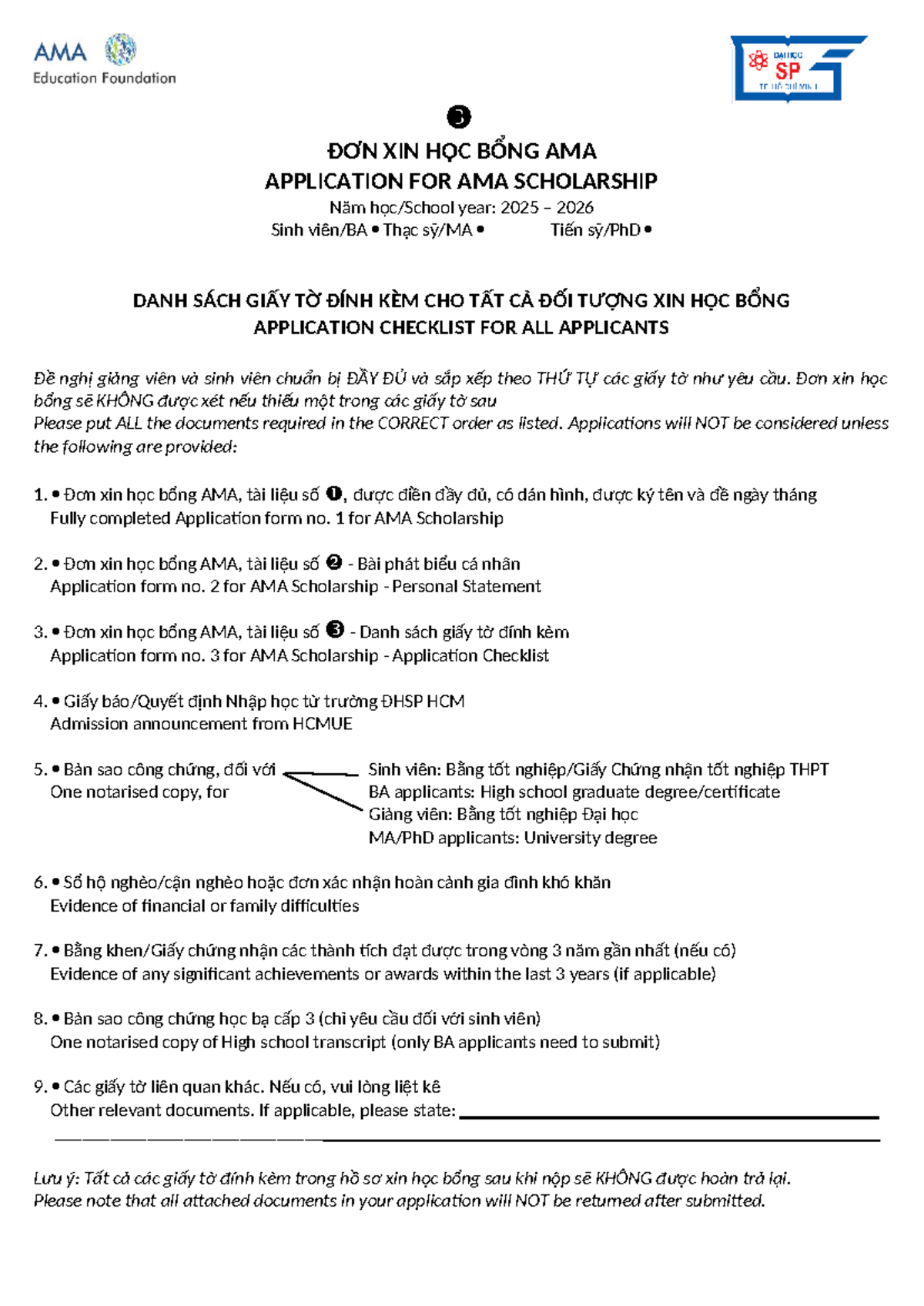AMA Scholarship Application Checklist 2025-2026 - Studocu