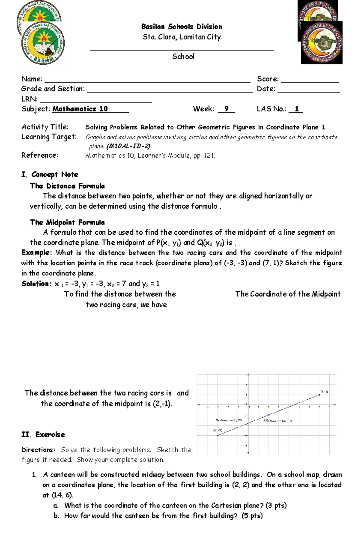 MATH 10 Quarter 2 Week 9: Problems on Geometric Figures & Circles - Studocu