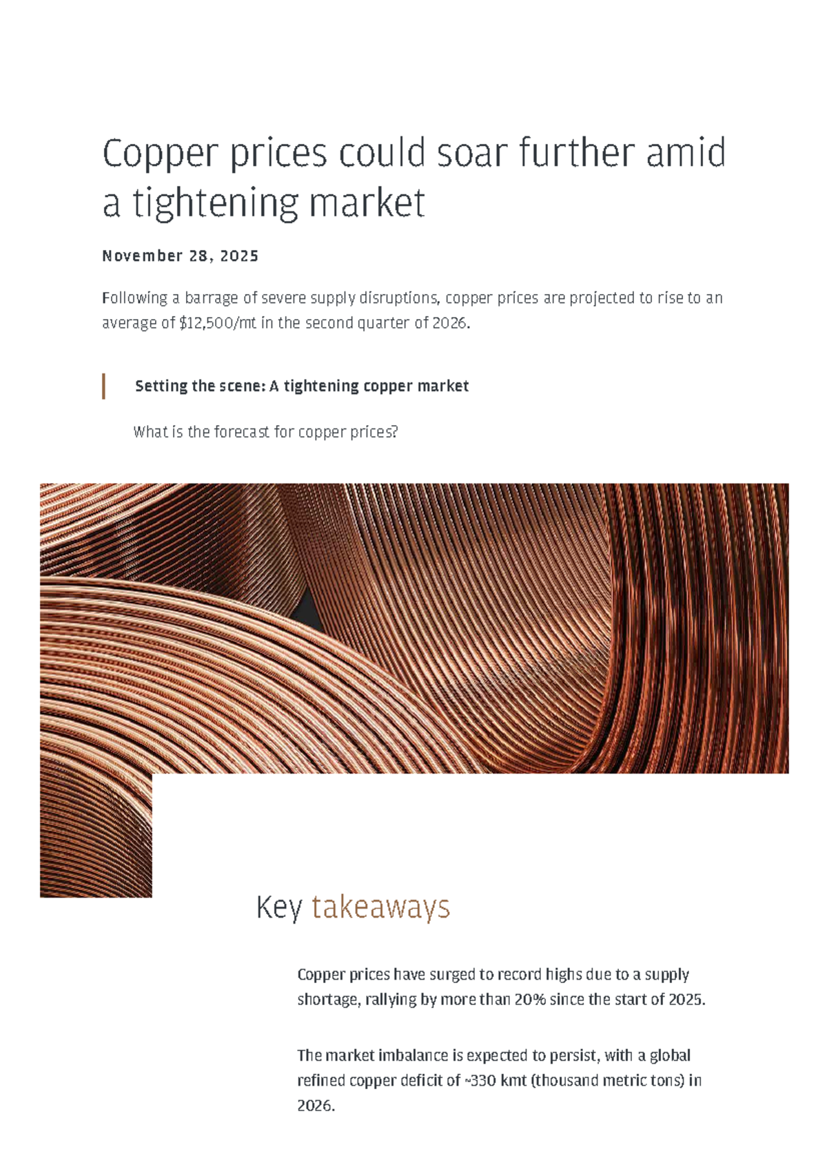 Copper Market Outlook: Price Surge Amid Supply Disruptions (2025) - Studocu