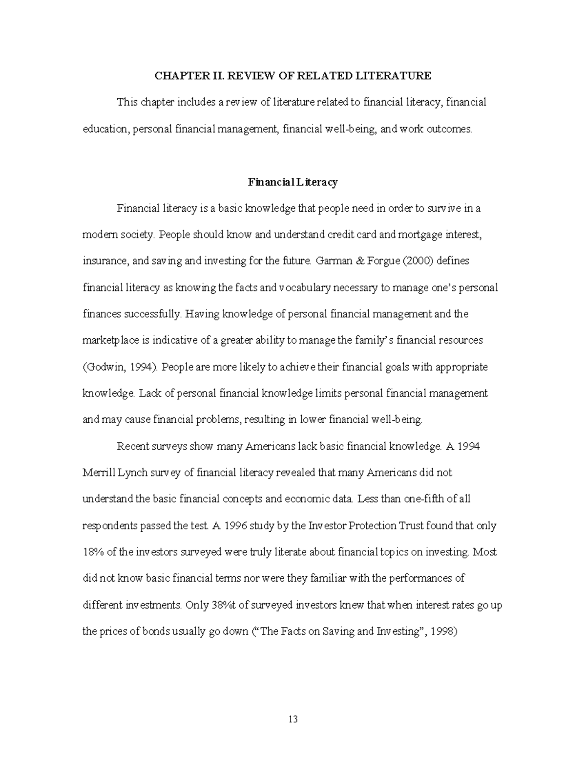Chapter 2-4: Financial Literacy & Workplace Education Insights - Studocu