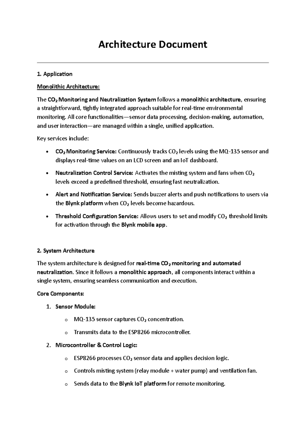 Architecture Document 3: Monolithic CO₂ Monitoring System Overview ...