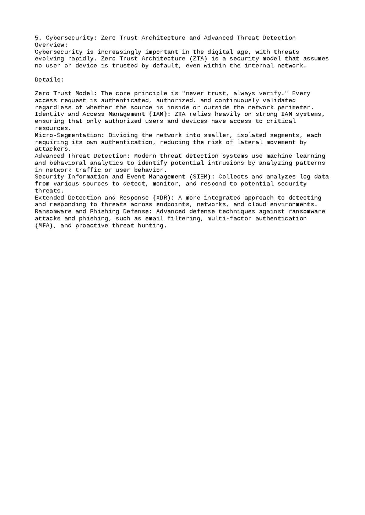 Cybersecurity Overview: Zero Trust Architecture & Threat Detection ...
