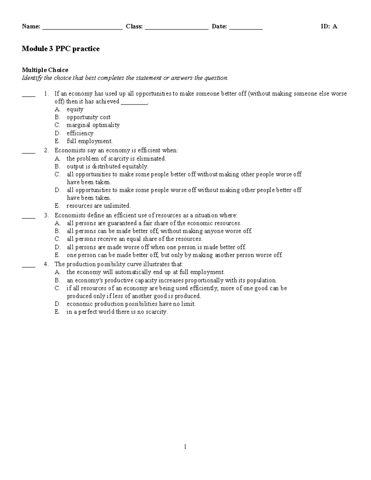 Module 3 practice - Assignment - Name: ________________________ Class