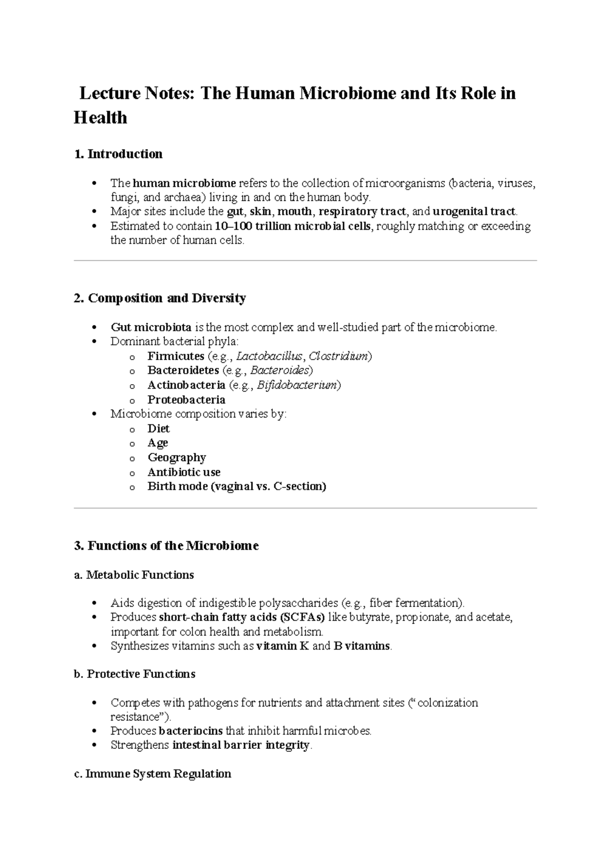 Lecture Notes: The Human Microbiome and Its Health Implications - Studocu