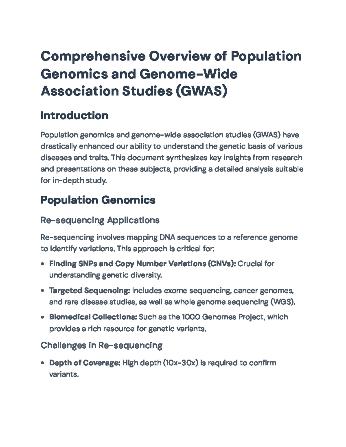 Population Genomics and GWAS: Key Insights for Genetics Study ...