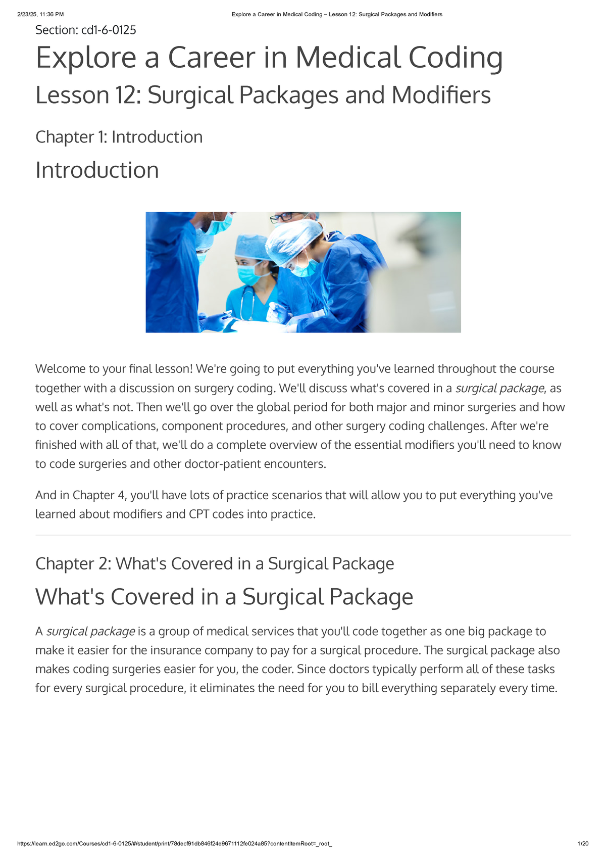 Explore a Career in Medical Coding – Lesson 12: Surgical Packages ...