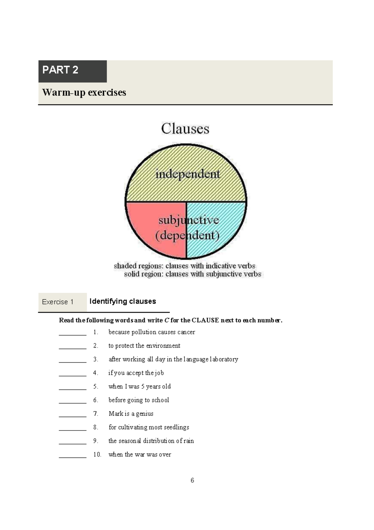 Exercise Practice: Identifying and Writing Clauses - Studocu