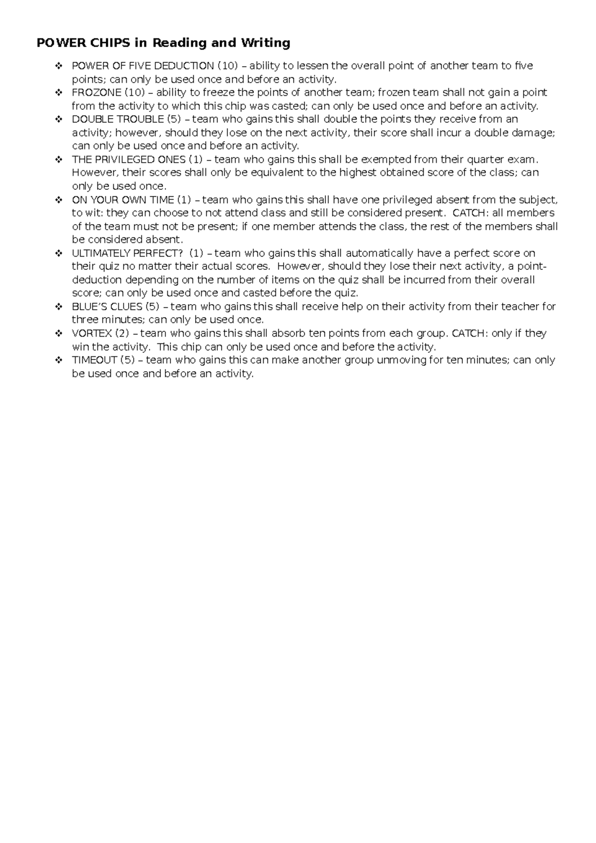 Power Chips in Reading and Writing: Strategies and Effects - Studocu