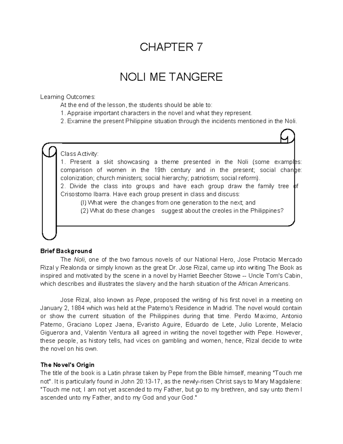 GEC 9 Chapter 7 - Analysis of Noli Me Tangere Characters and Themes ...