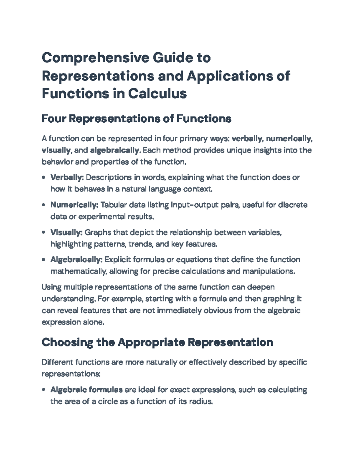 Comprehensive Guide to Functions in Calculus (MATH 201 ...