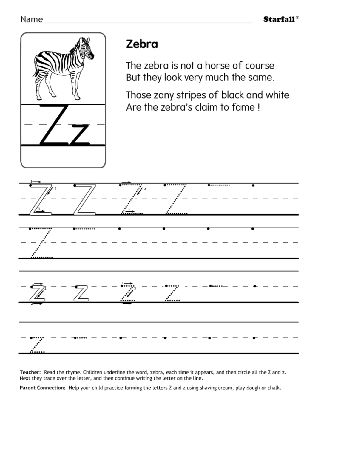 ABC Rhymes: Fun with Zebra and Letter Z Activities - Studocu