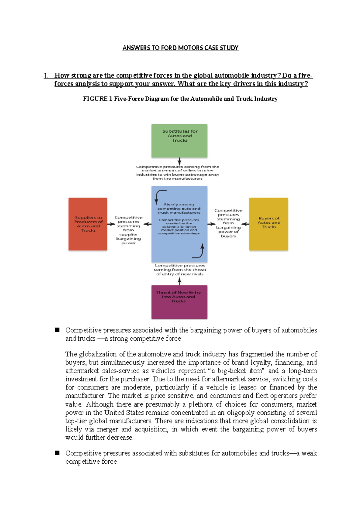 Ford Motors Case Study Analysis and Strategic Recommendations - Studocu