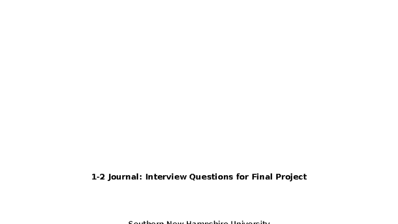 HCM 320 Final Project: Interview Questions on Aging Perspectives - Studocu