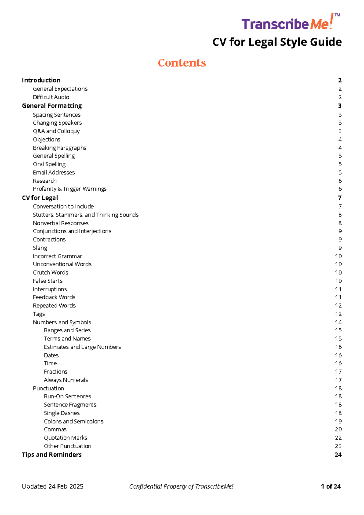 T105 Clean Verbatim Legal Transcription Style Guide (LPE 2 24) - Studocu
