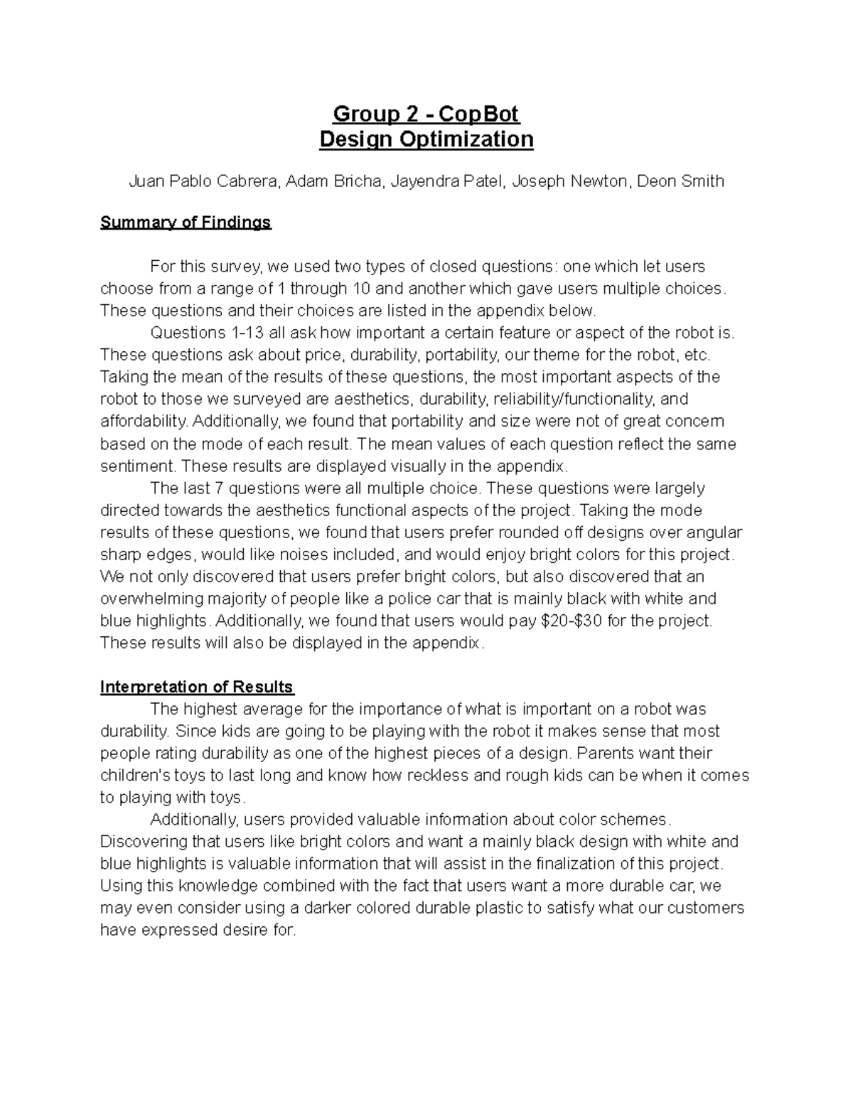 Teamwork Design Optimization - Group 2 - CopBot Design Optimization ...