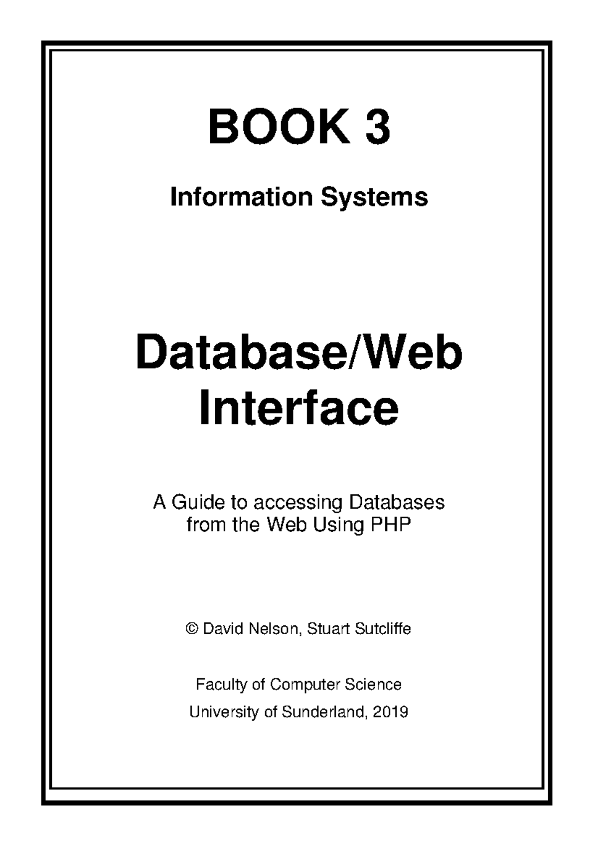 Book 3: Advanced SQL & PHP Database Web Interface Guide (CS 101) - Studocu