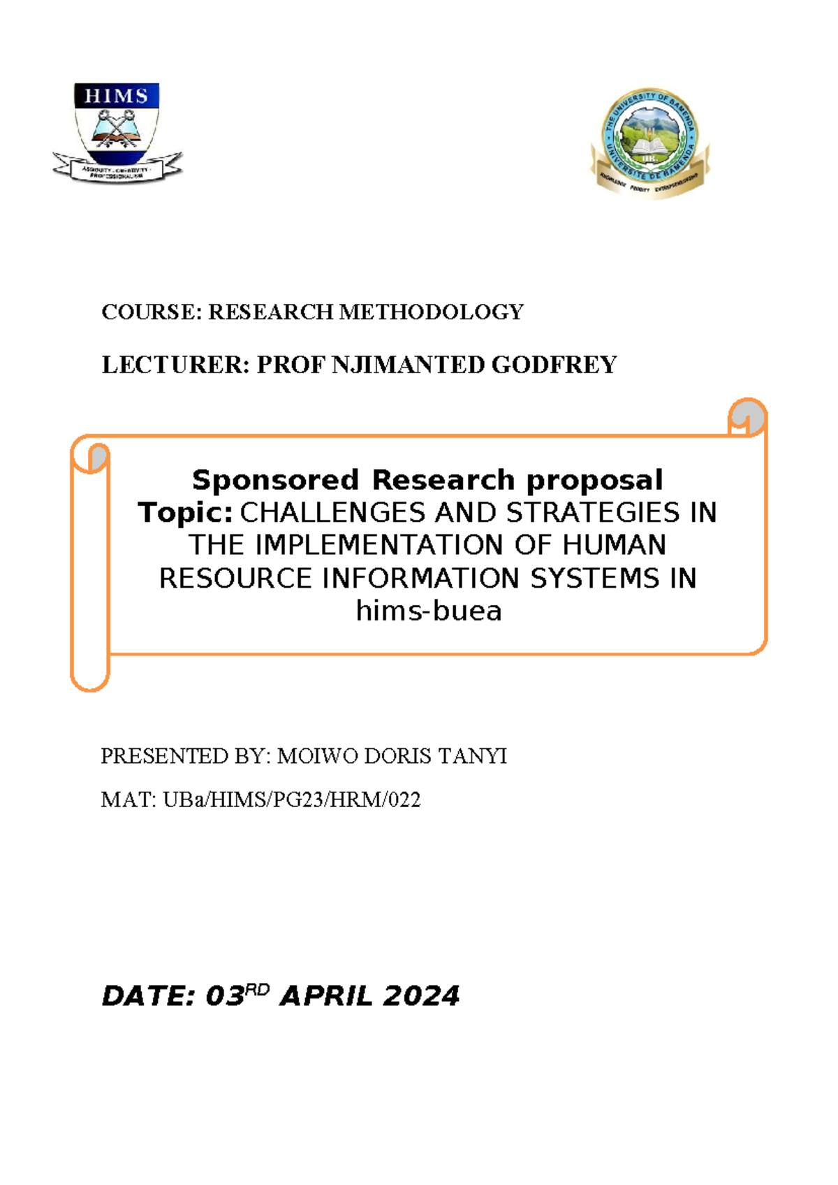 RESEARCH METHODOLOGY: SWOT & PESTEL Analysis of HIMS Buea - Studocu