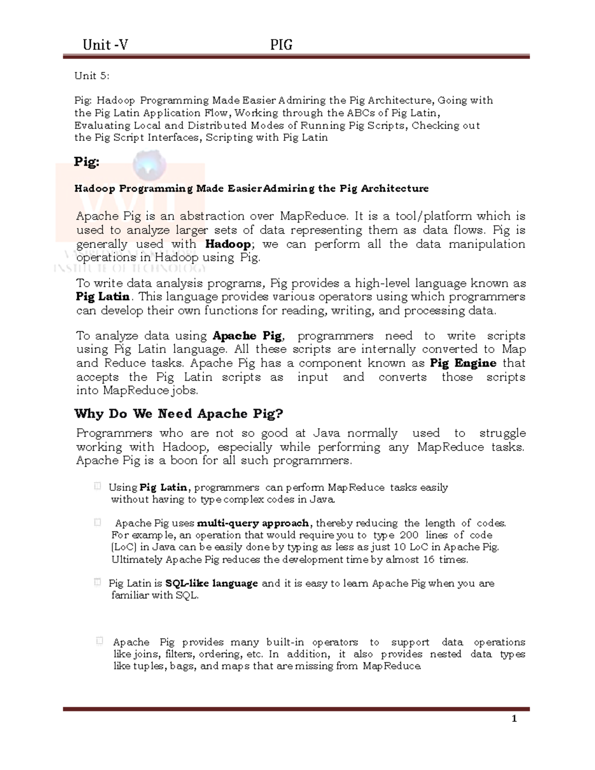 BDA UNIT-4-PIG-Notes - Yes - Unit 5: Pig: Hadoop Programming Made ...