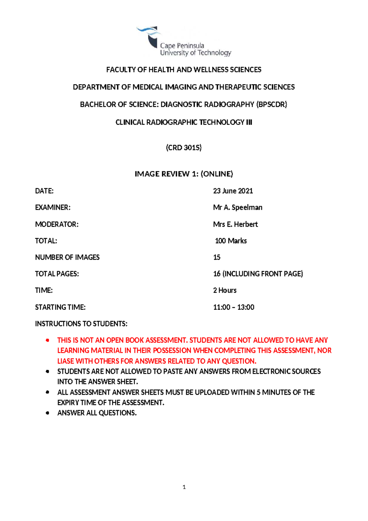 CRD 301S Image Review 1: Clinical Radiographic Assessment - Studocu