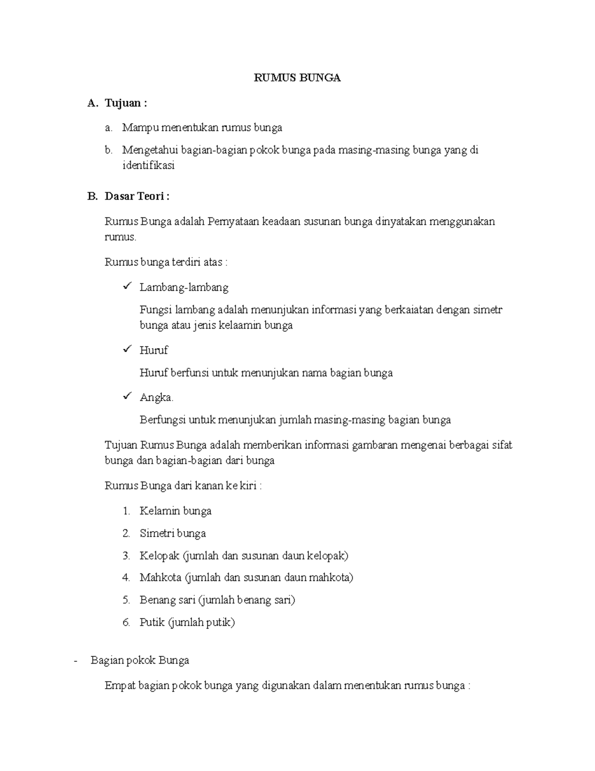 Rumus Bunga: Panduan Lengkap Identifikasi dan Simetri Bunga - Studocu