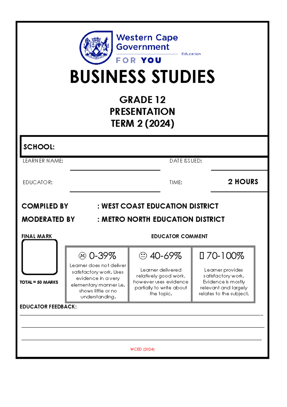 Grade 12 Business Studies Presentation Guidelines (Term 2, 2024) - Studocu