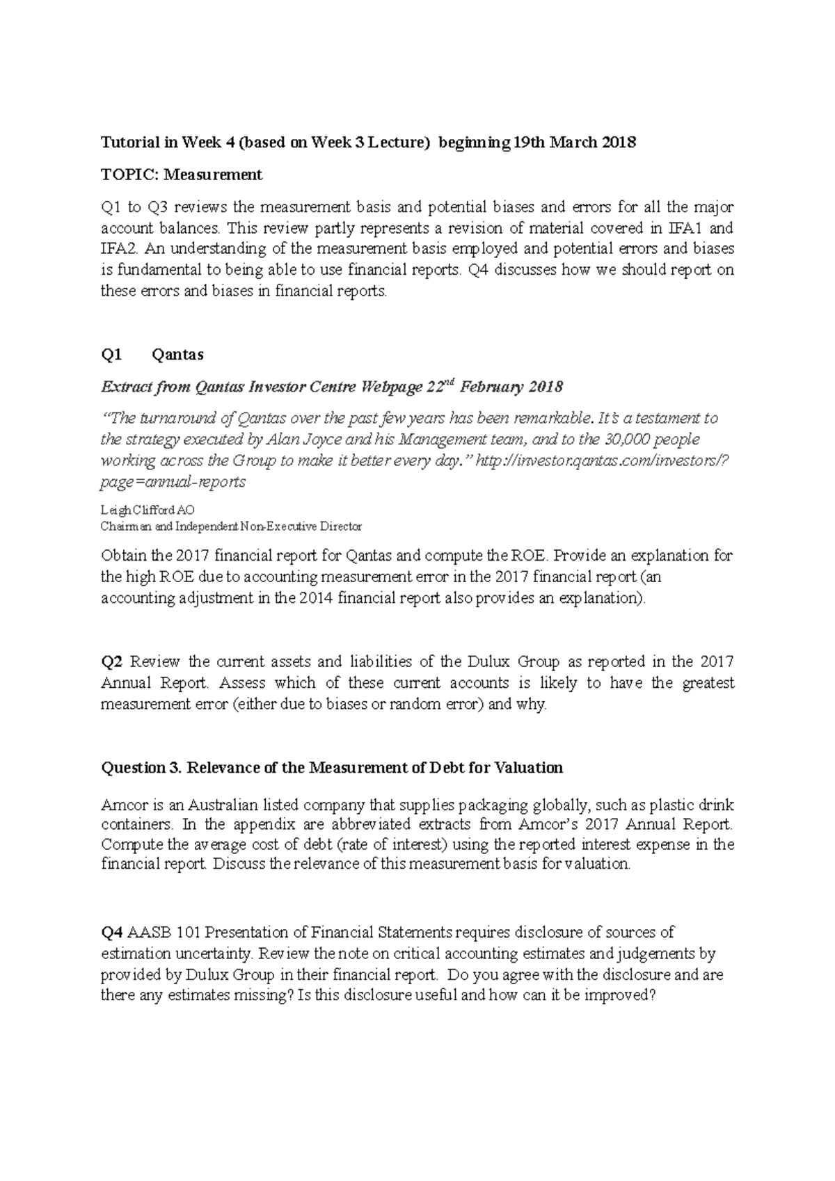 Week4 Tutorial Measurement Questions - Tutorial in Week 4 (based on ...