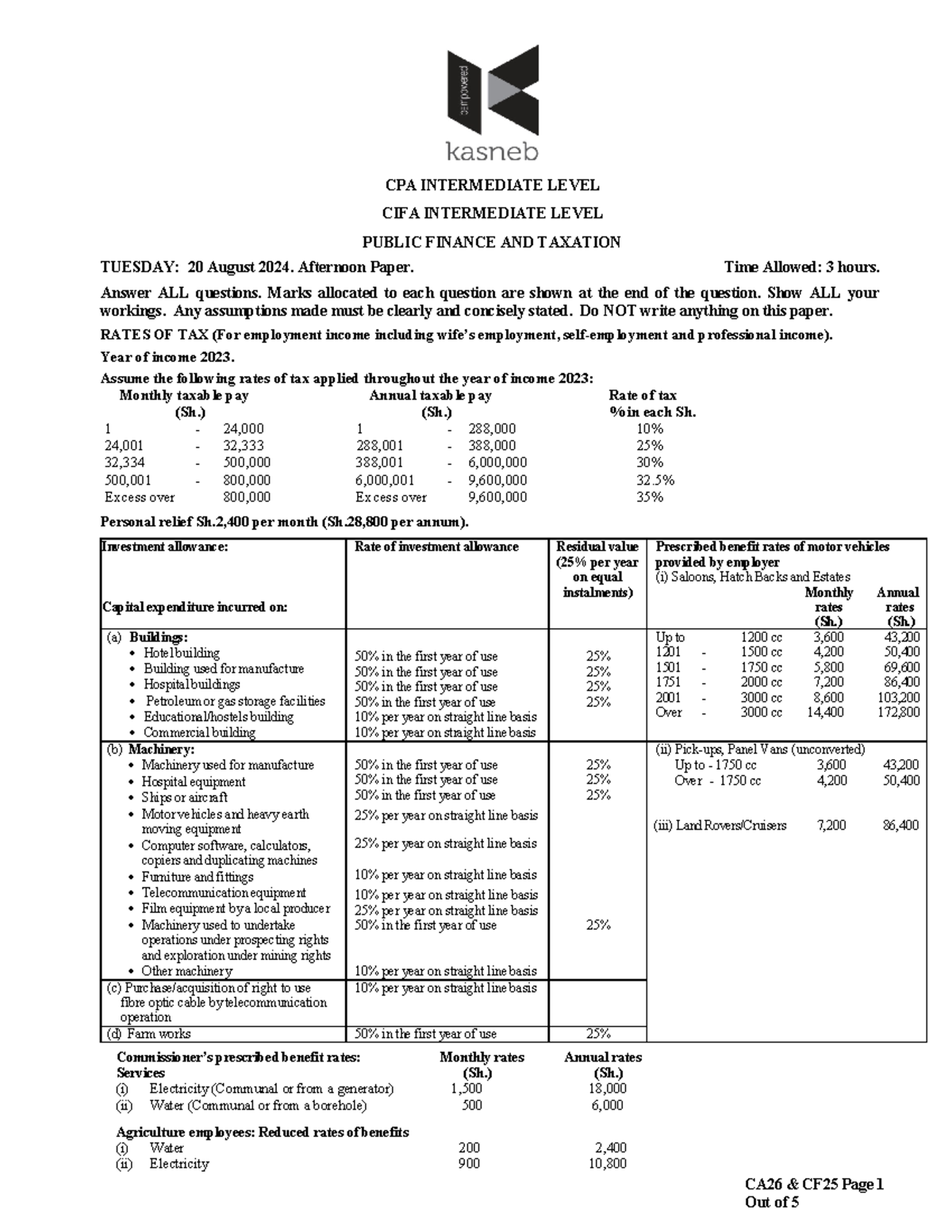 CPA INTERMEDIATE LEVEL CIFA INTERMEDIATE LEVEL PUBLIC FINANCE AND ...