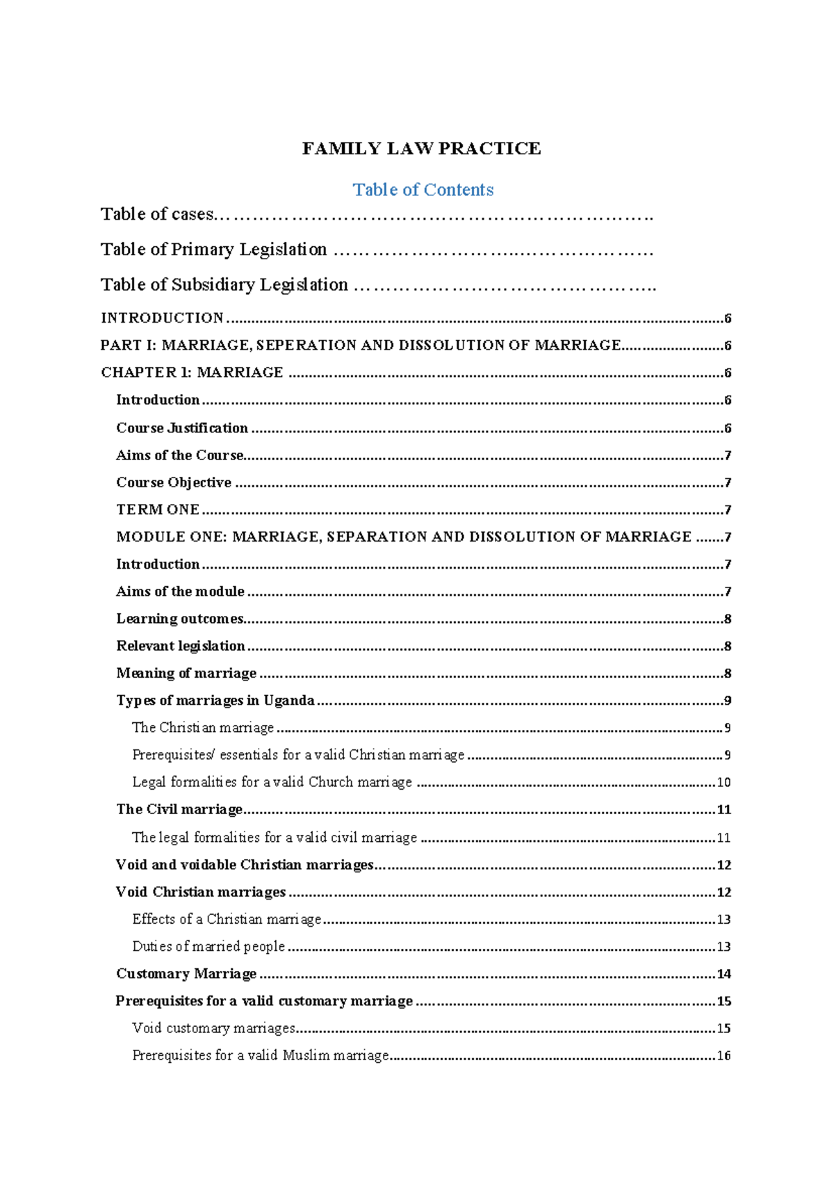 FAMILY LAW PRACTICE (FLP) Study Notes for Legal Practice Students - Studocu