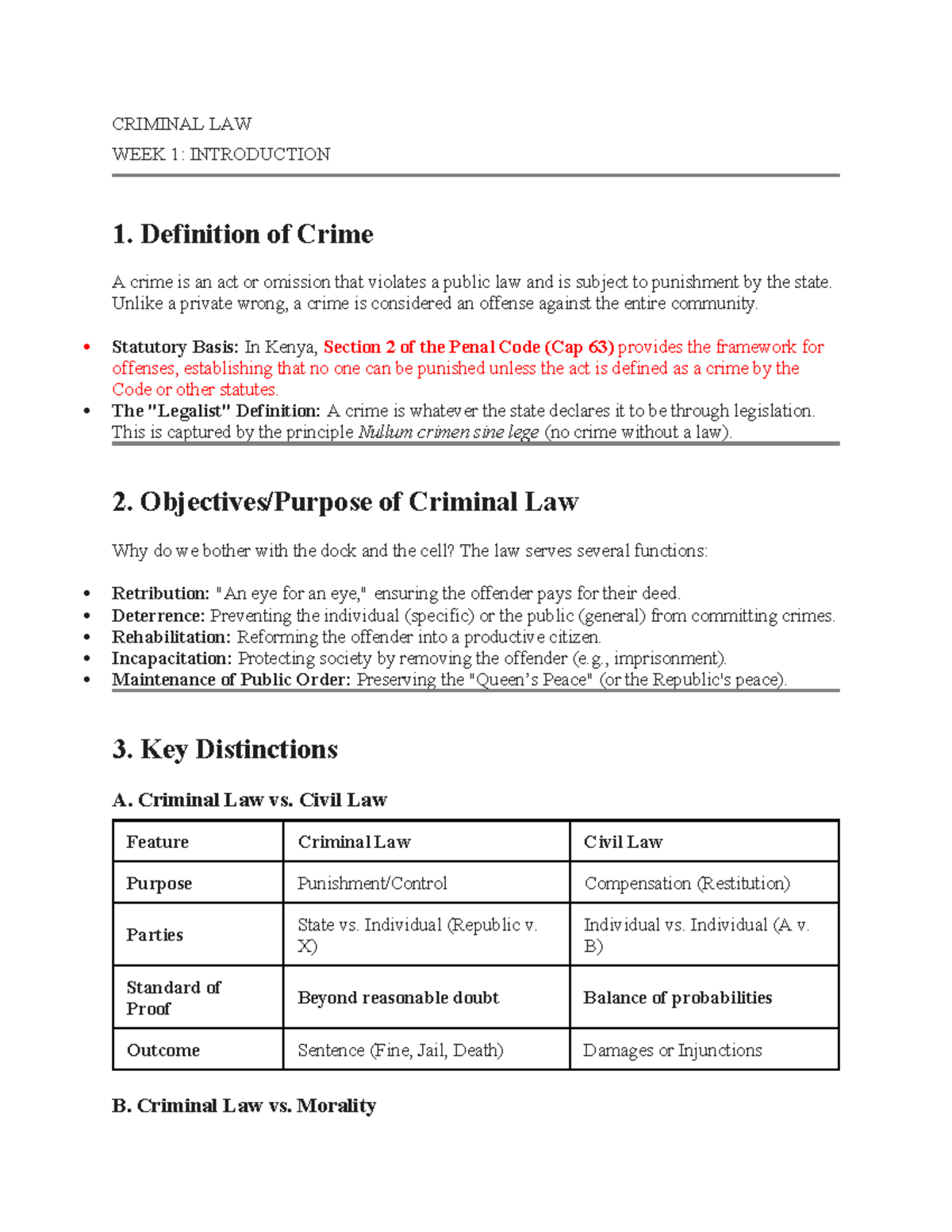 CRIMINAL LAW 101: WEEK 1 - INTRODUCTION TO CRIME AND LIABILITY - Studocu