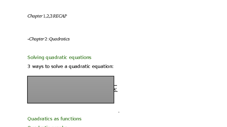 CHAP 2 PURE - Chapter 2 - Chapter 2 :Quadratics Solving quadratic ...