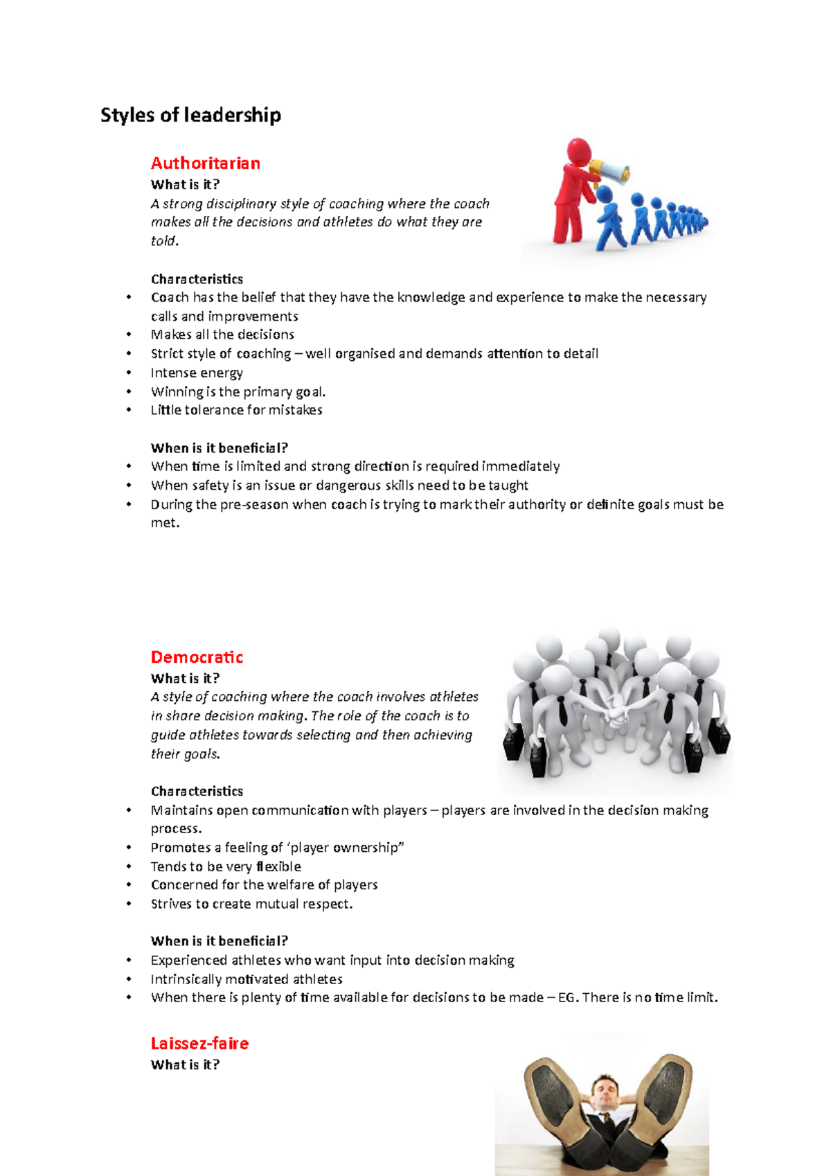 Leadership styles - Lecture notes 7 - Styles of leadership ...