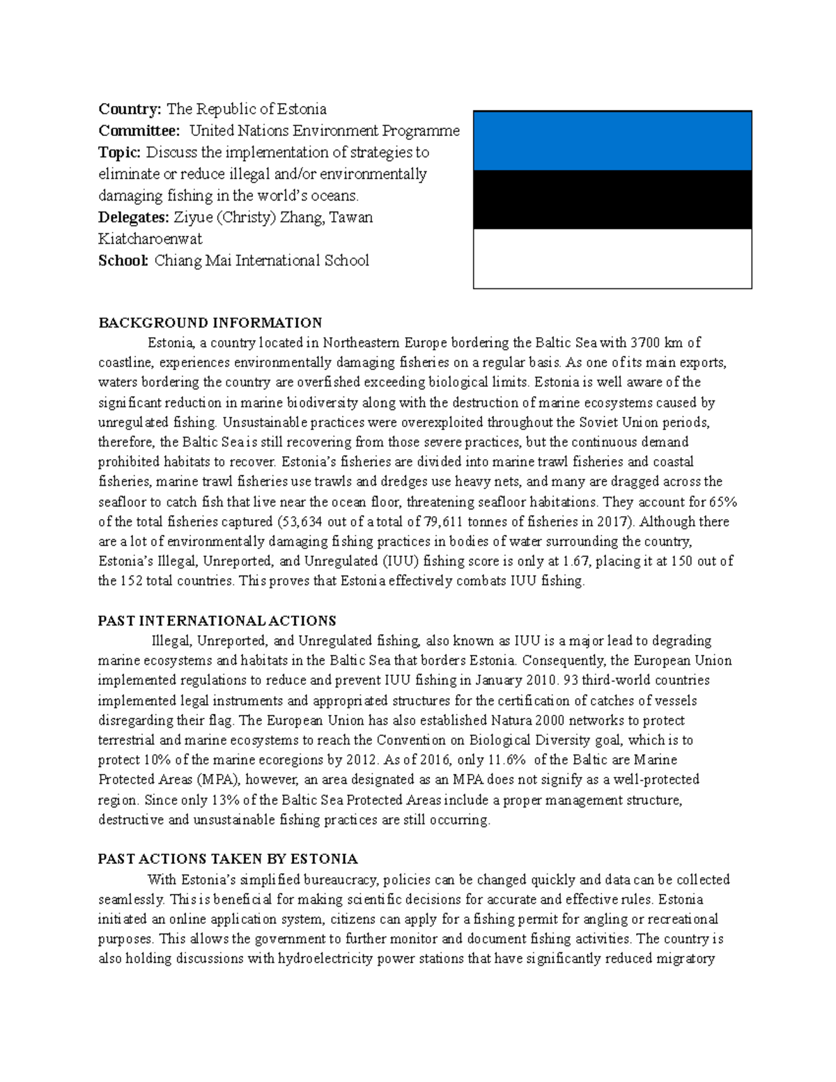 Estonia - UNEP Position Paper on Reducing Illegal Fishing Practices ...