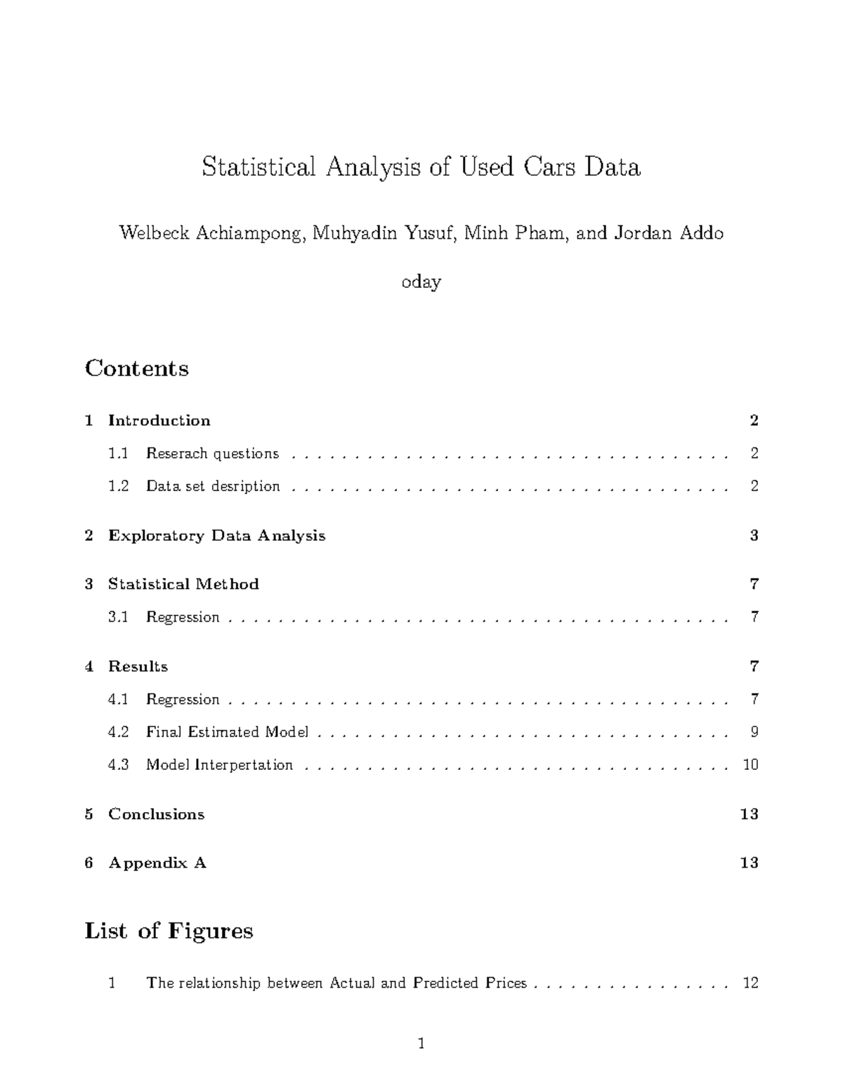 Statistical Analysis of Used Cars Data (Final Project) - Studocu