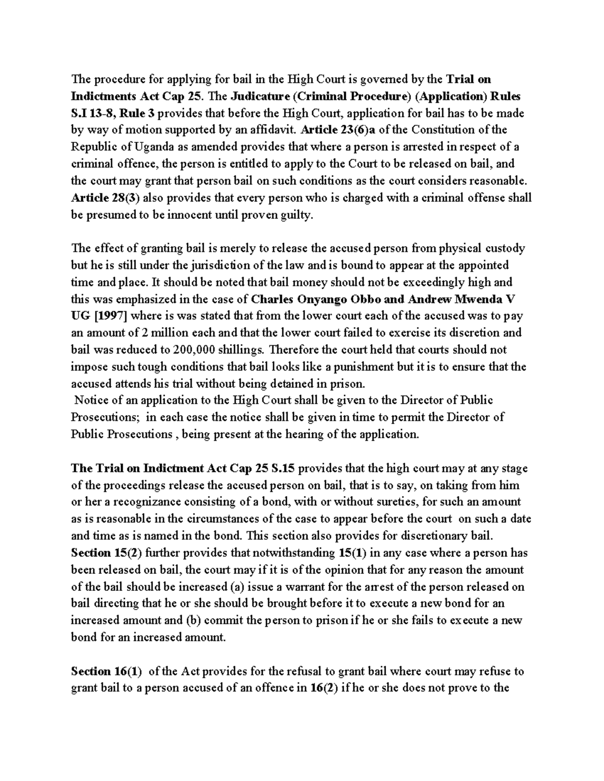 Procedure for Bail Application in the High Court: A Guide - Studocu