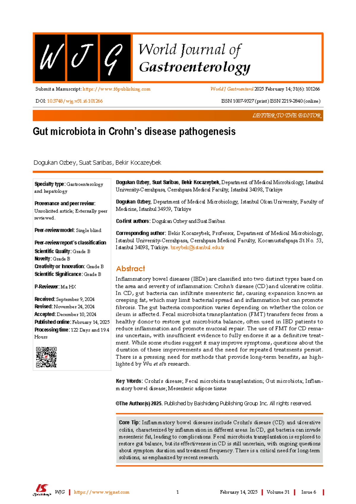 WJG-31-101266 - Review, abstract, Microbiota en Crohn's disease 2025 ...