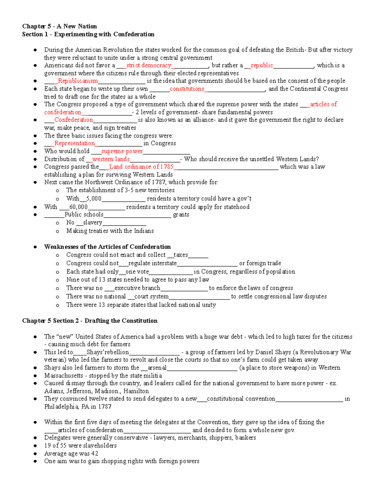 American History Notes: CH 5 - The Constitutional Convention - Studocu