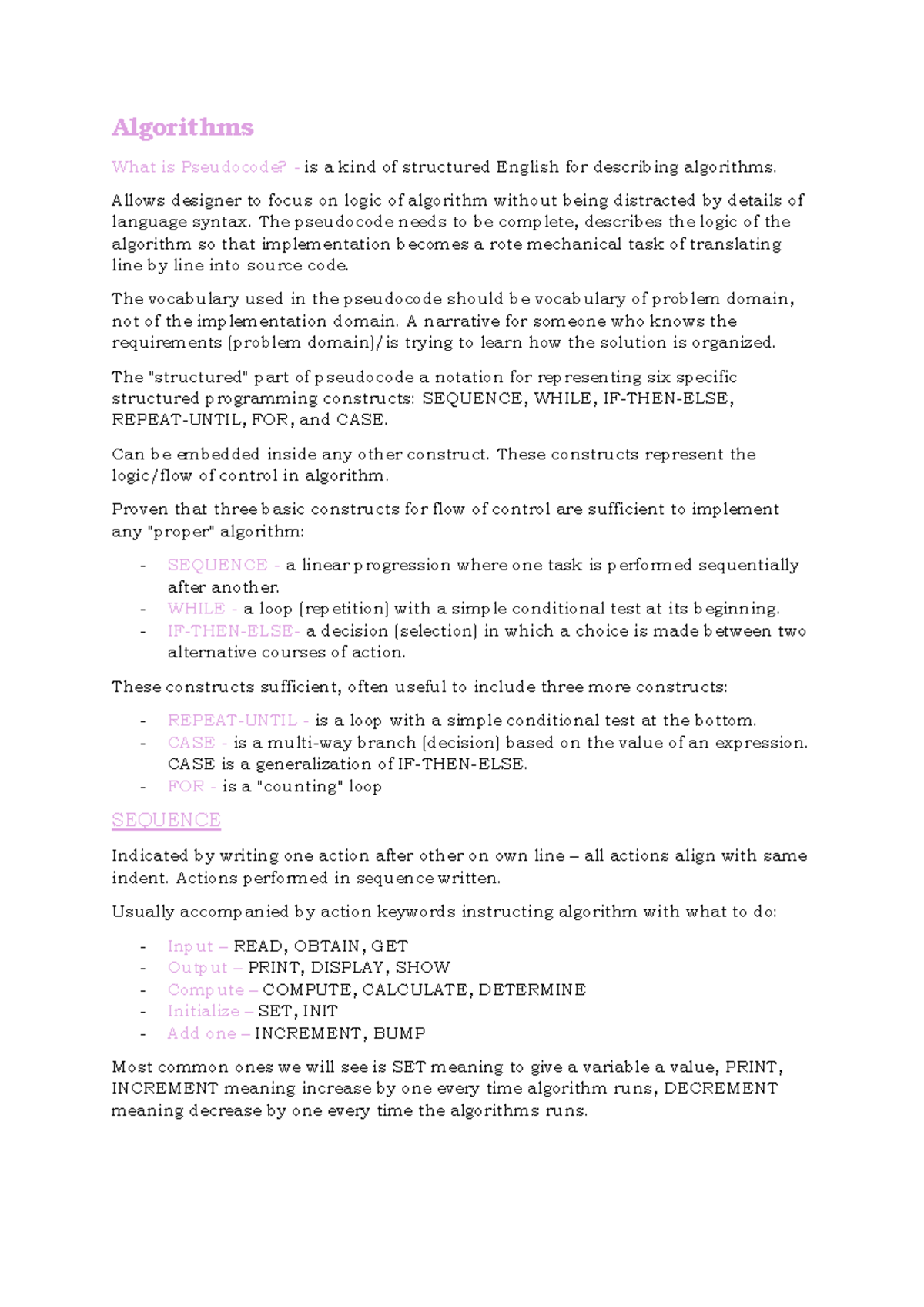 Algorithms - Algorithms What is Pseudocode? - is a kind of structured ...