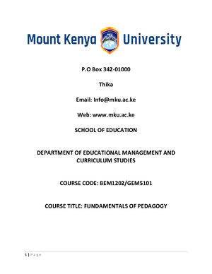 fundamentals of cbe - TOPIC ONE: BASIC EDUCATIONAL FRAMEWORK FOR CBC ...