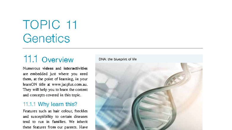 Chapter 11 - Genetics: Understanding DNA and Inheritance - Studocu