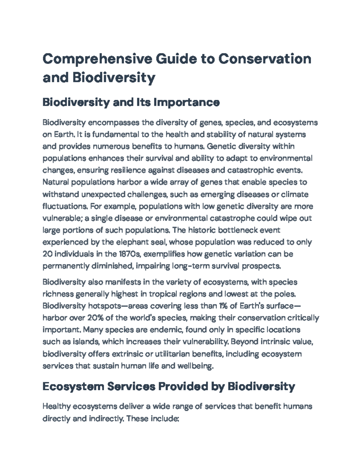 Comprehensive Guide to Conservation & Biodiversity Challenges (BIO 101 ...