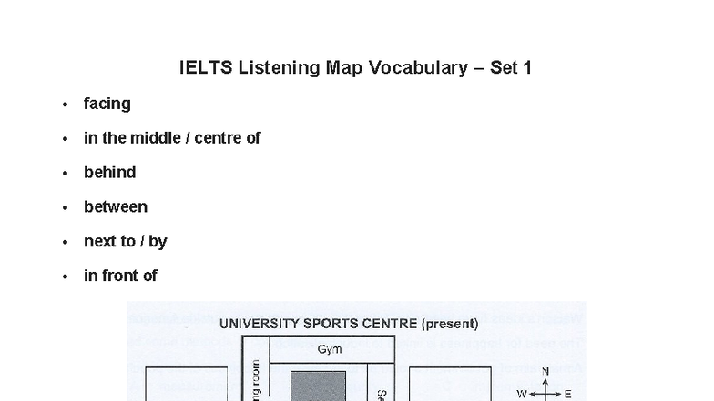 IELTS Listening Map Vocabulary: Essential Terms & Phrases - Studocu