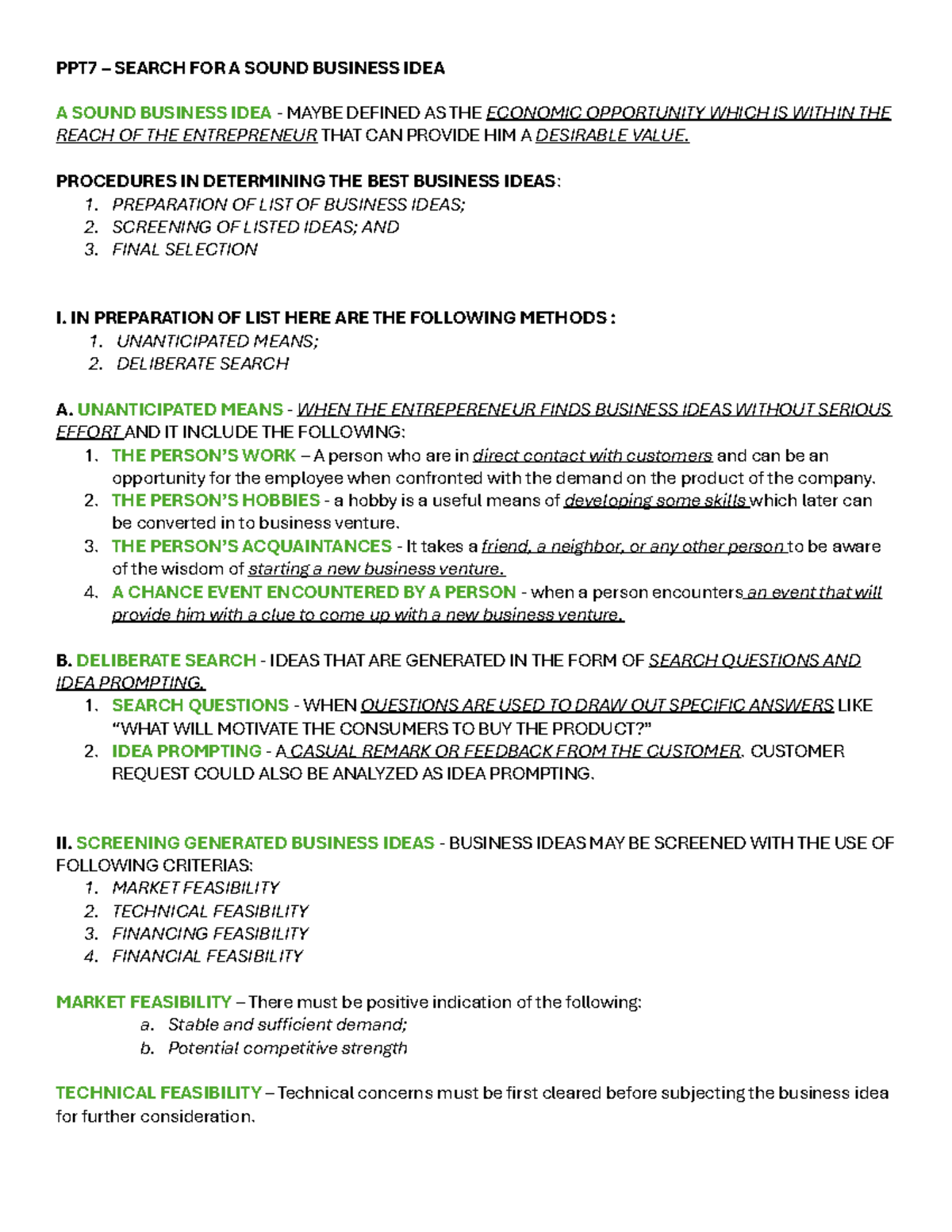 IE-3 Business Idea Development and Strategic Planning Guide - Studocu