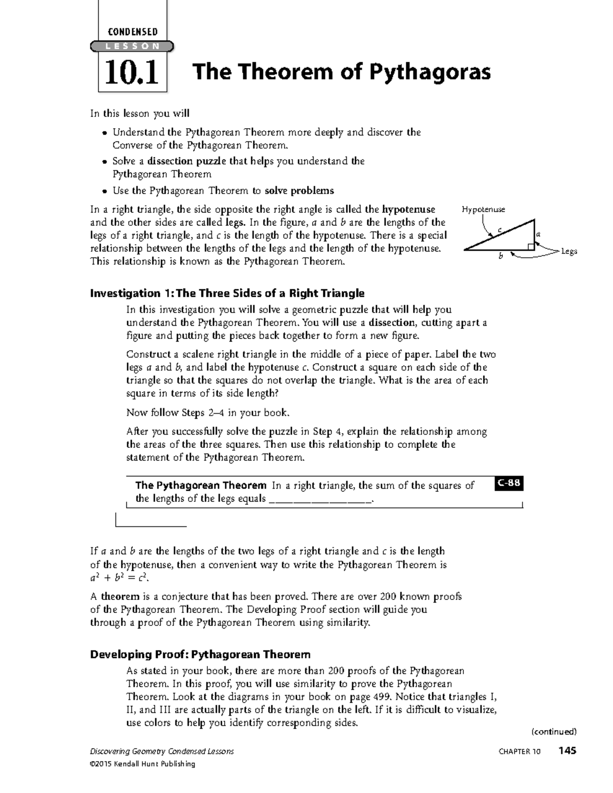 Final Exam Review: Pythagorean Theorem & Special Triangles (Math 101 ...