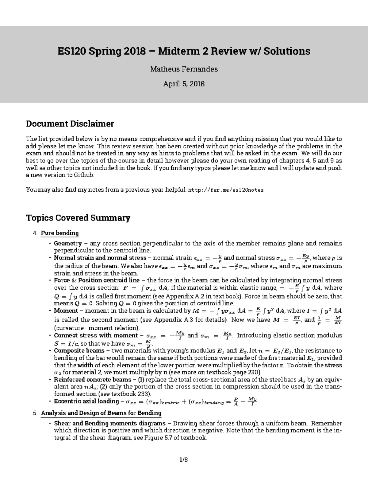 ES120 Spring 2018 Midterm 2 Review Solutions - Studocu